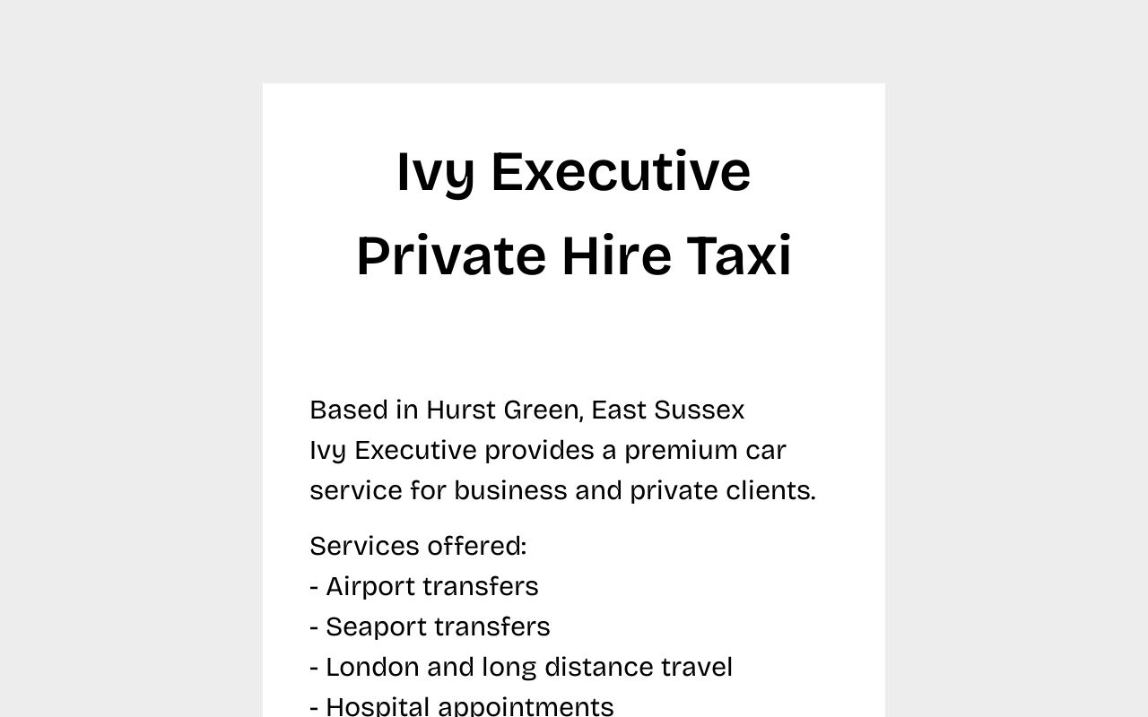 Ivy Executive Private Hire